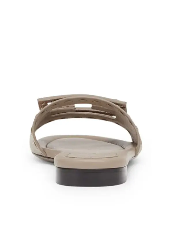 Fendi Slide Baguette In Dove Grey Leather - Multicolor