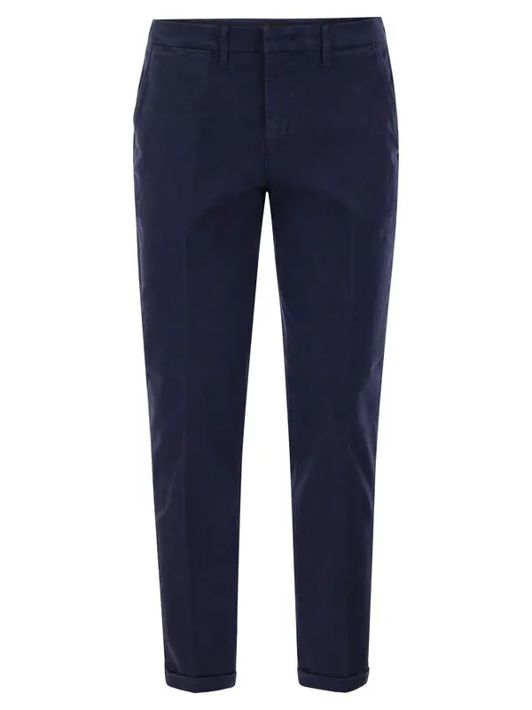 FAY Slim-fit Garment-dyed Cotton Gabardine Trousers - Blue