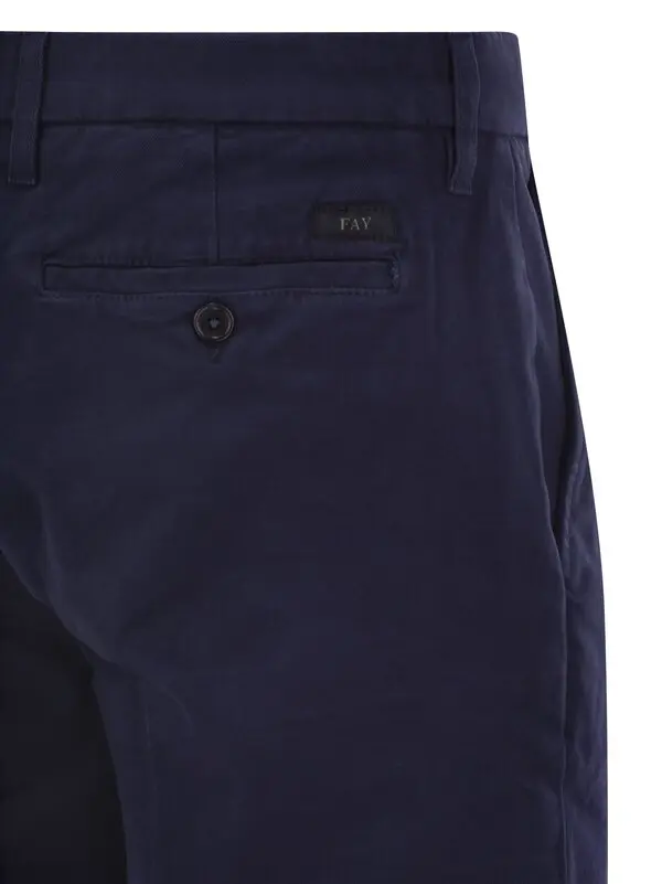 FAY Slim-fit Garment-dyed Cotton Gabardine Trousers - Blue