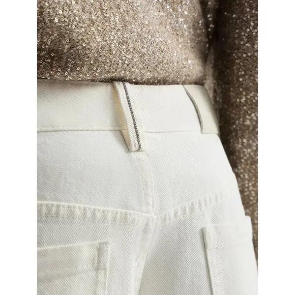 Brunello Cucinelli Cotton Denim Effect Straight Trousers