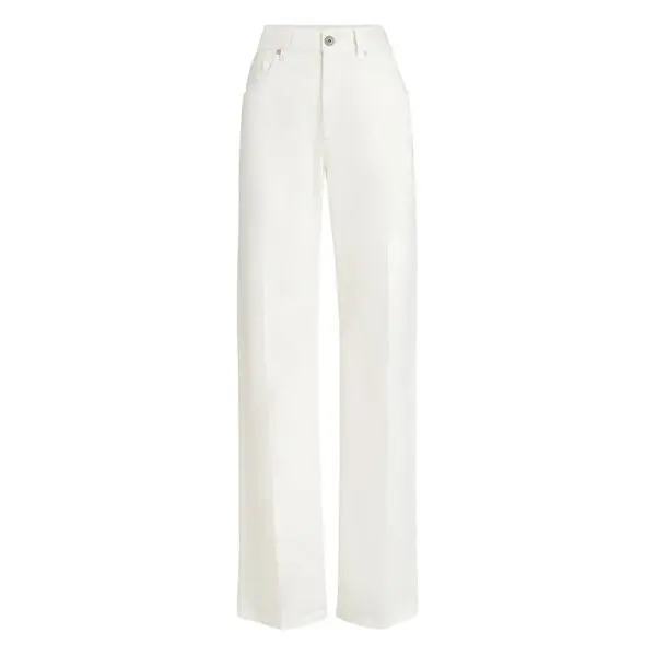 Brunello Cucinelli Cotton Denim Effect Straight Trousers - White