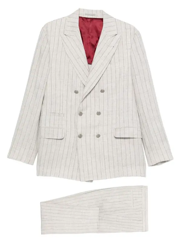 Brunello Cucinelli Linen Double-breasted Suit - Multicolor