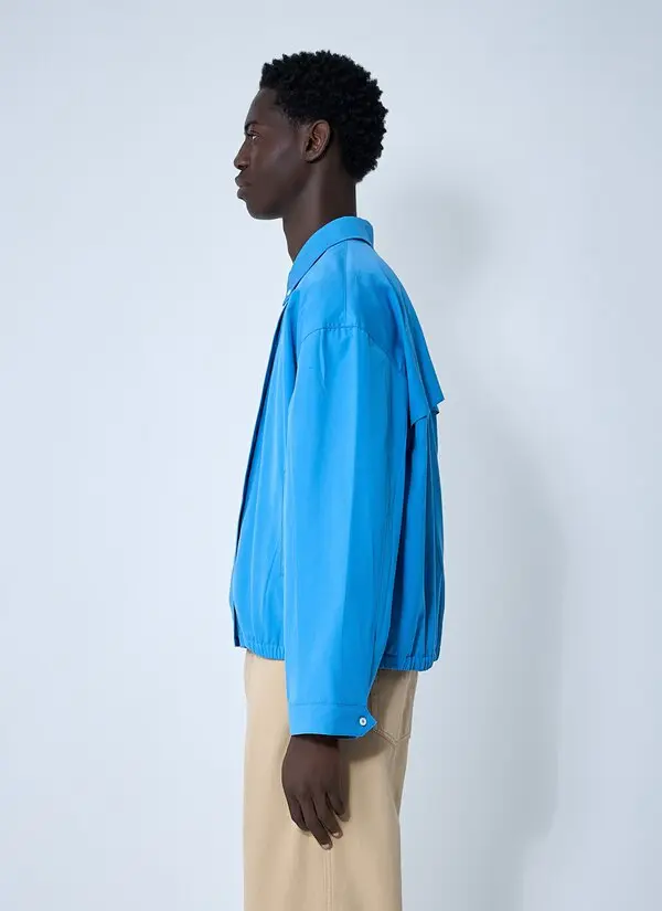 Miu Miu Cotton Poplin Logo Blouson Jacket - Blue