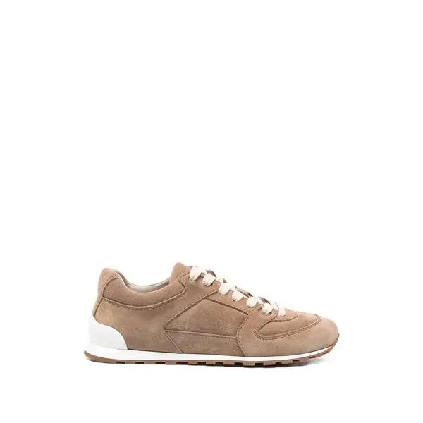 Brunello Cucinelli Paneled Suede Lace Up Sneakers - Brown