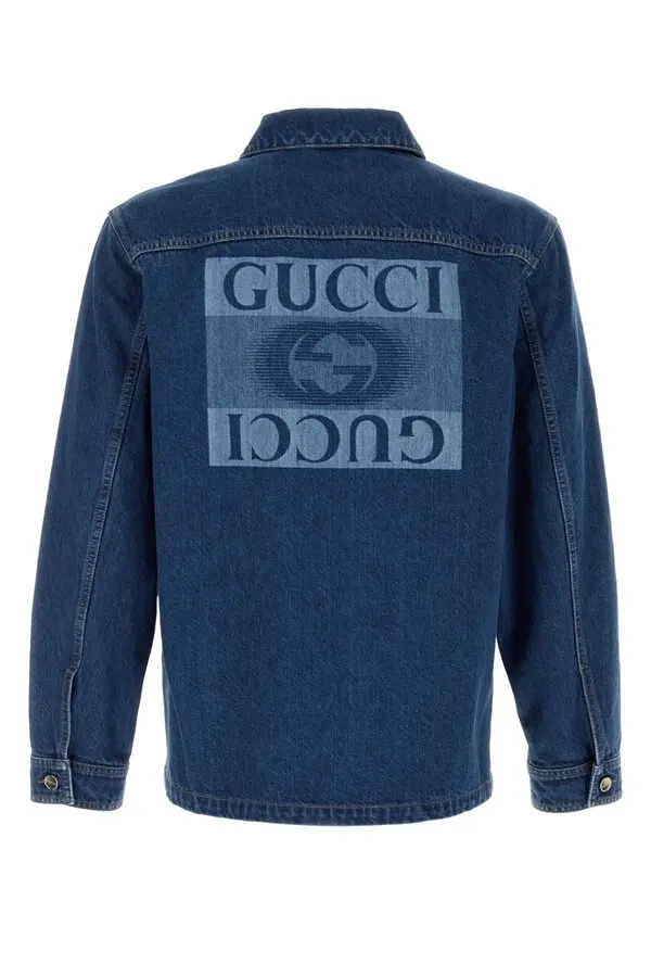 Gucci Denim Trucker Jacket With Logo
