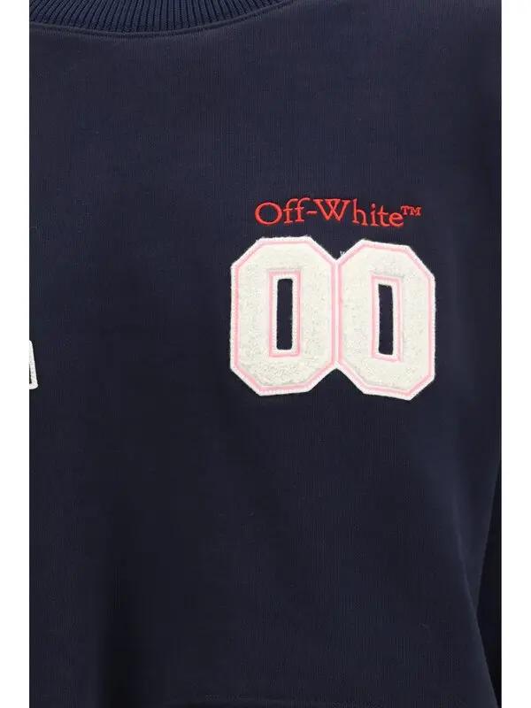 Off-White Cropped Sweatshirt With Royal Patches - Blue