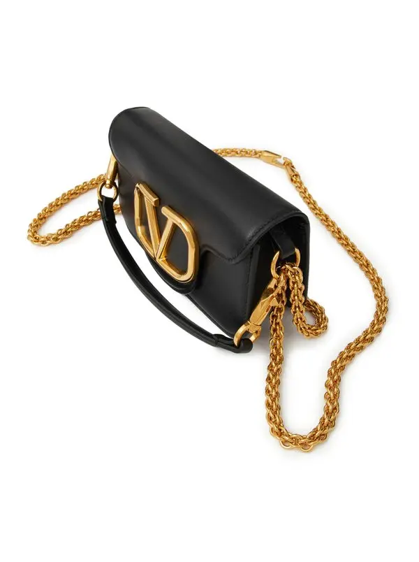 Valentino Garavani Small Locò Shoulder Bag In Calfskin - Black