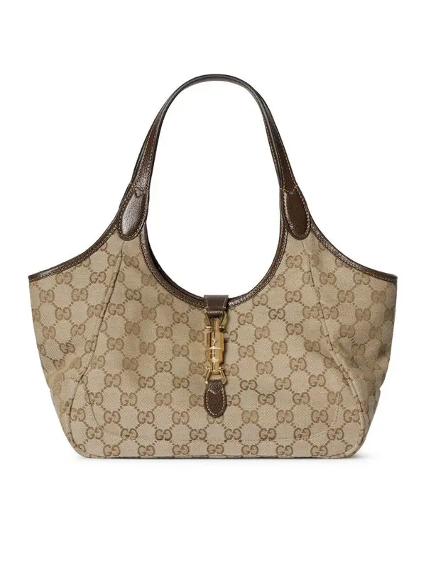 Gucci Small Market Shopping Bag With Monogram Canvas And Leather Trim