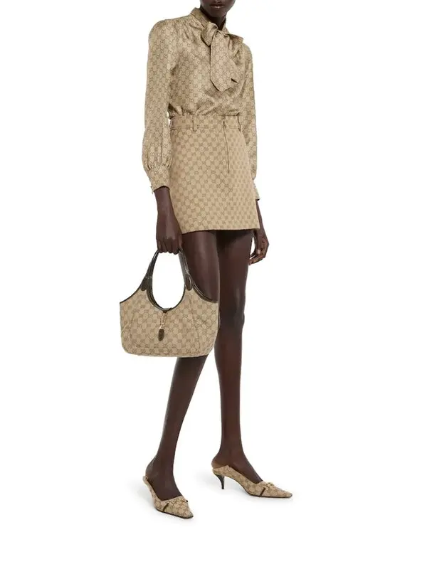 Gucci Small Market Shopping Bag With Monogram Canvas And Leather Trim