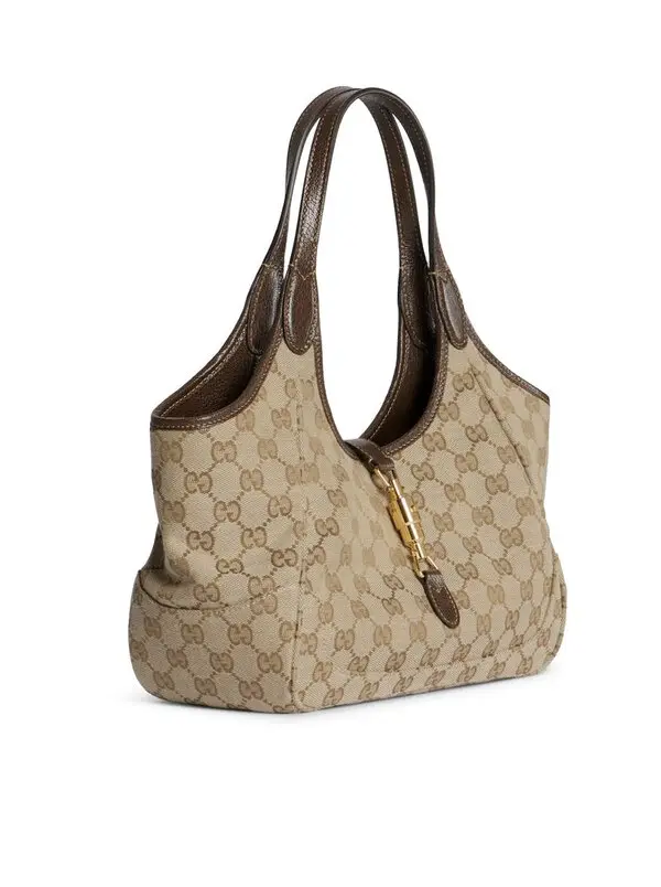 Gucci Small Market Shopping Bag With Monogram Canvas And Leather Trim