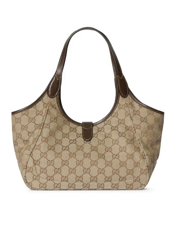Gucci Small Market Shopping Bag With Monogram Canvas And Leather Trim