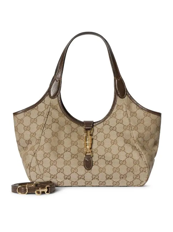 Gucci Small Market Shopping Bag With Monogram Canvas And Leather Trim