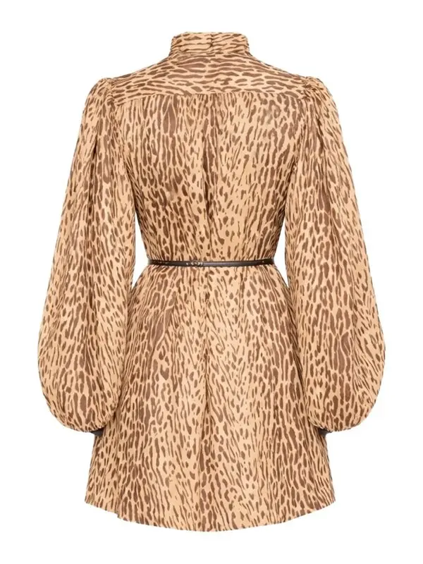Zimmermann Animal Print Belted Mini Dress - Multicolor