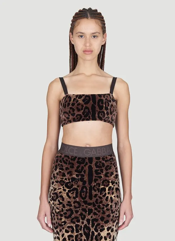 Dolce & Gabbana Leopard Print Crop Top - Brown