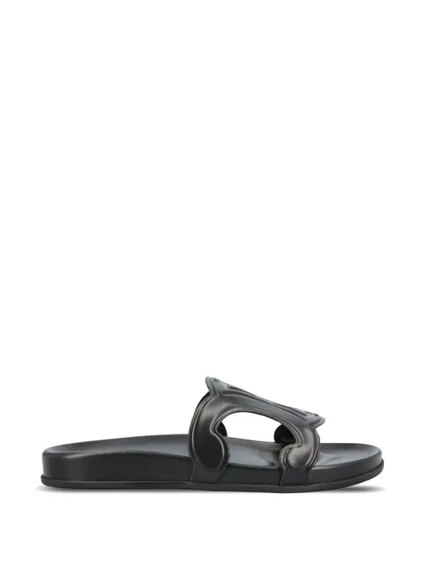 Celine Triomphe Suede Leather Slides - Multicolor