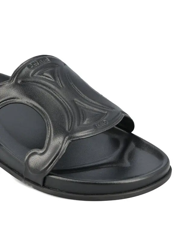 Celine Triomphe Suede Leather Slides - Multicolor