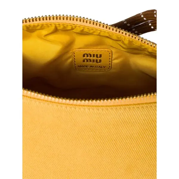 Miu Miu Embroidered Logo Top Zip Tote Bag With Wristlet