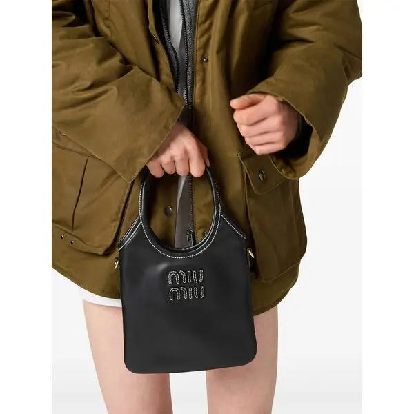 Miu Miu Embroidered Logo Top Zip Tote Bag With Wristlet - Multicolor