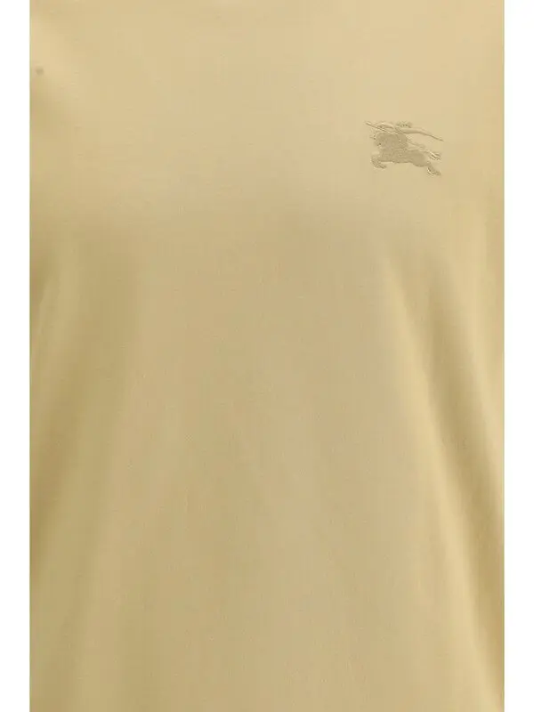 Burberry T-shirt With Check Trims - Cream