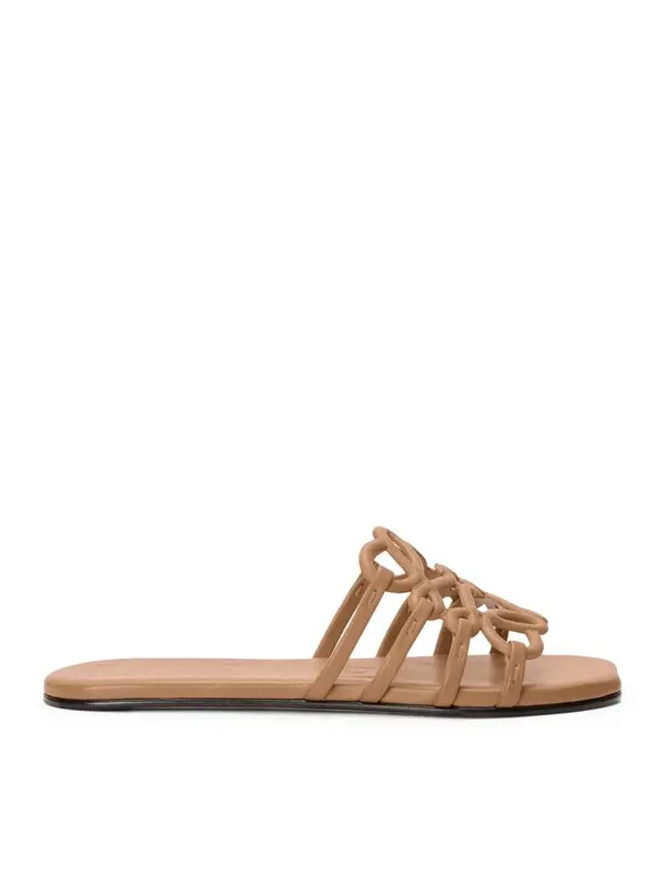 Loewe Anagram Petal Slide In Calfskin - Brown