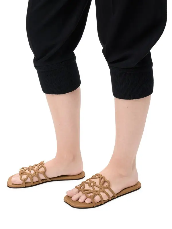 Loewe Anagram Petal Slide In Calfskin - Brown