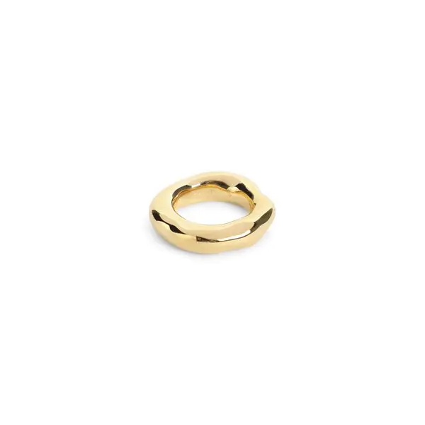 JIL SANDER Brass Ring With Engraved Logo - Silver