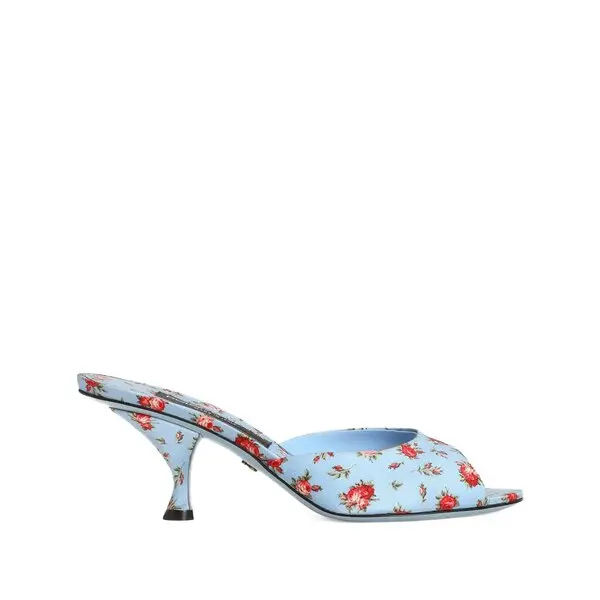 Dolce & Gabbana Floral Print Open Toe Stiletto Heeled Mules