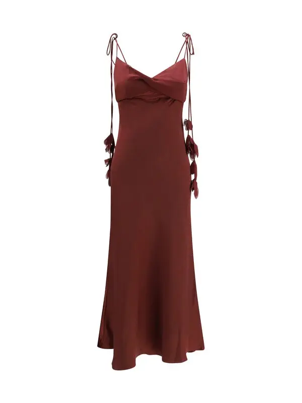 SELF-PORTRAIT Satin Flower Midi Dress