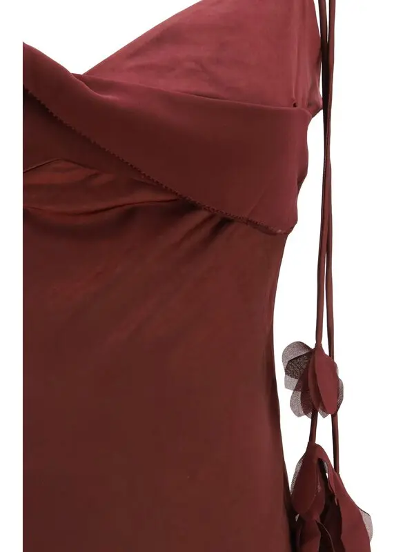 SELF-PORTRAIT Satin Flower Midi Dress