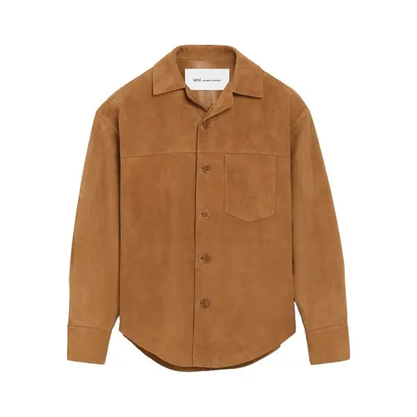 AMI Paris Caramel Goat Suede Jacket - Brown