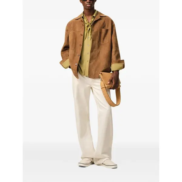 AMI Paris Caramel Goat Suede Jacket - Brown