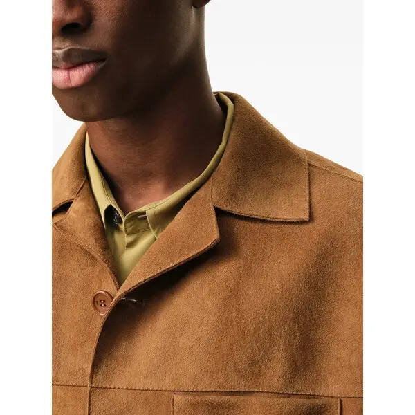 AMI Paris Caramel Goat Suede Jacket - Brown