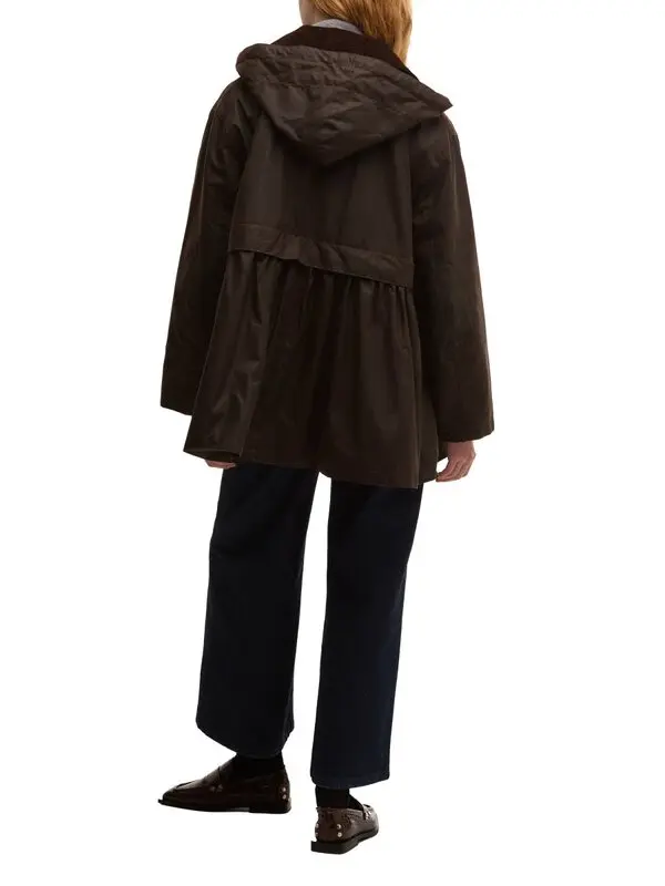 BARBOUR X GANNI Waxed Cotton Parka With Hood - Brown