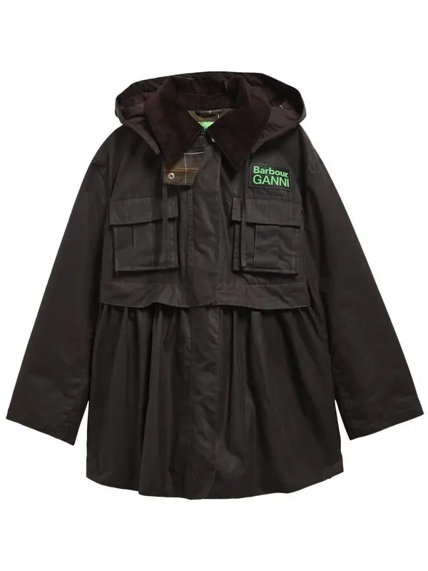 BARBOUR X GANNI Waxed Cotton Parka With Hood - Brown