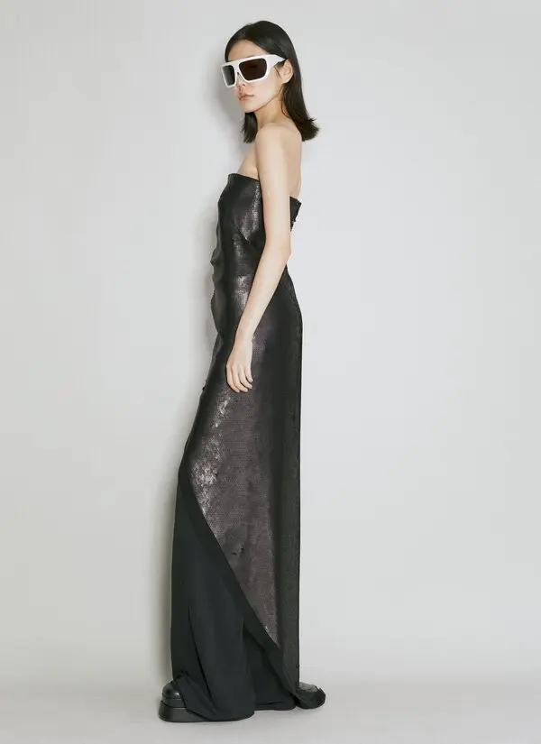 Rick Owens Long Sequin Embellished Silk Bandeau Top