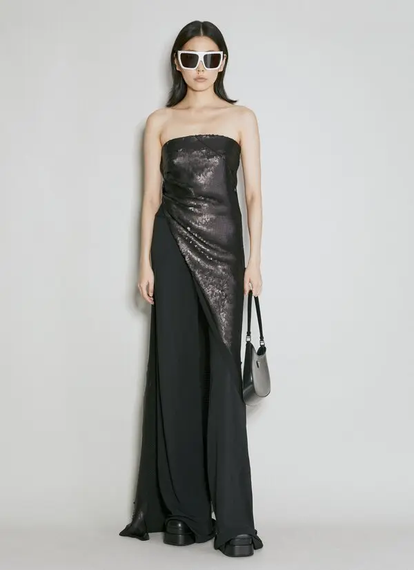 Rick Owens Long Sequin Embellished Silk Bandeau Top