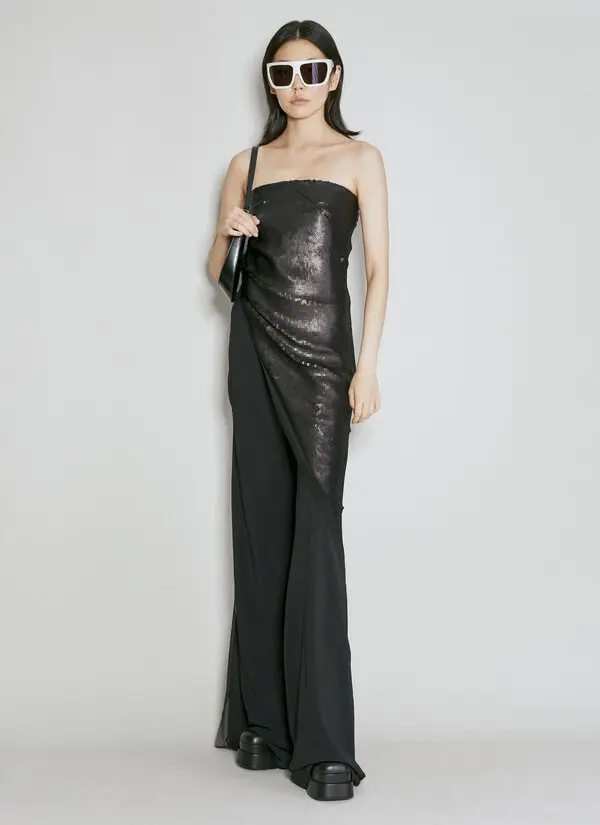 Rick Owens Long Sequin Embellished Silk Bandeau Top