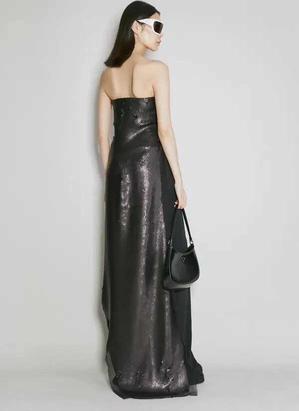Rick Owens Long Sequin Embellished Silk Bandeau Top