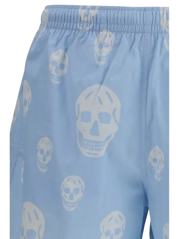 Alexander McQueen Skull-print Swim Shorts - Blue