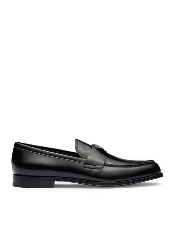 Prada Brushed Leather Loafers - Black