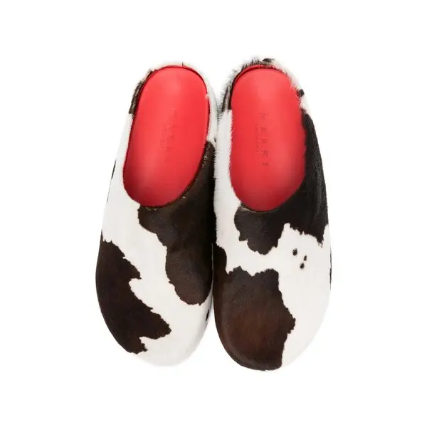 Marni Cow Print Calf Hair Slip-on Trainers - Brown