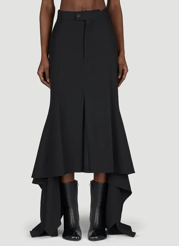 Balenciaga Godet Draped Midi Skirt - Black