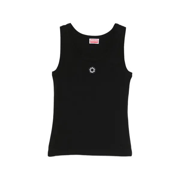 Kenzo Logo Patch Cotton Tank Top - Black