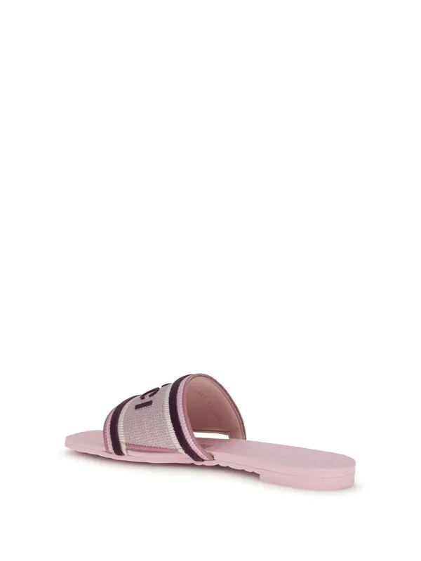Gucci Embroidered Logo Rubber Slide Sandals - Pink