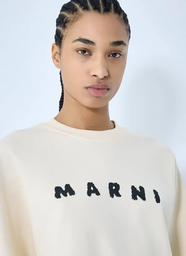 Marni Logo Print Crewneck Sweatshirt - Cream