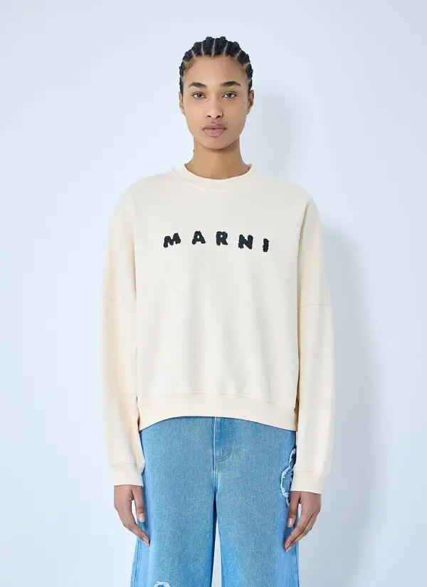 Marni Logo Print Crewneck Sweatshirt - Cream