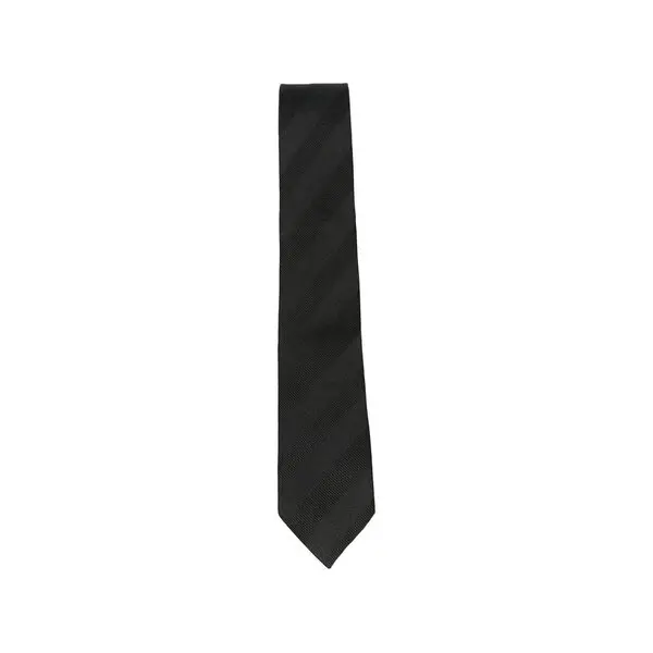Tagliatore Silk Neck Tie With Diagonal Stripes - Black