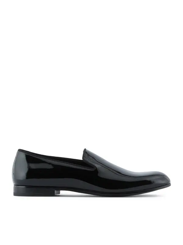Giorgio Armani Patent Leather Slip-on Loafers - Black