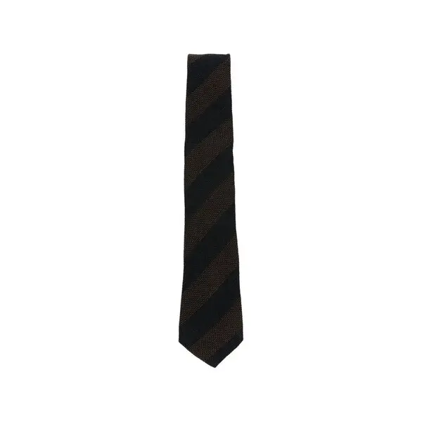 Tagliatore Dark Brown Diagonal Stripe Neck Tie - Blue