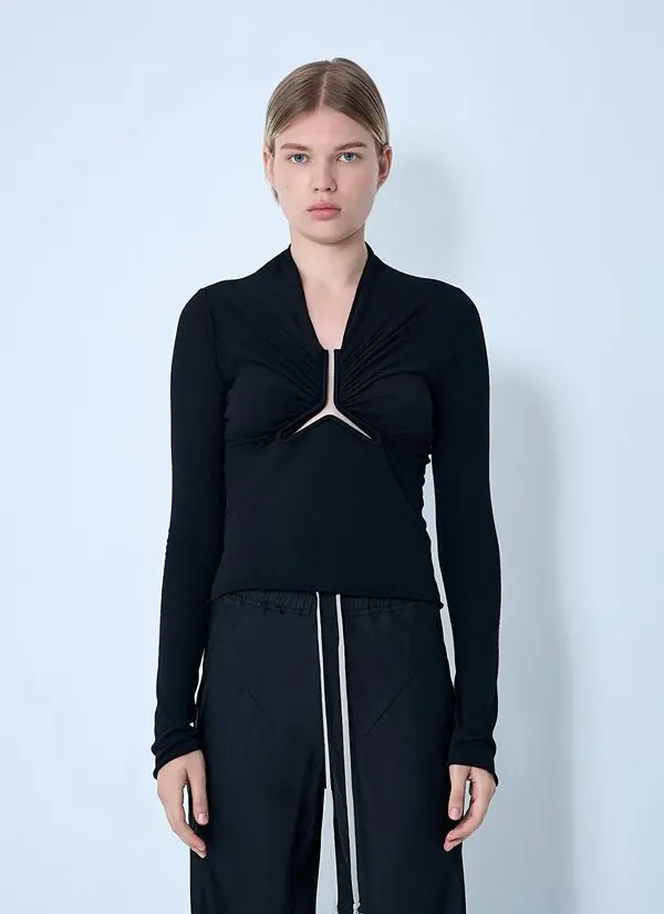 Rick Owens Allanah Long Sleeve Top With Cut-out Detail - Black